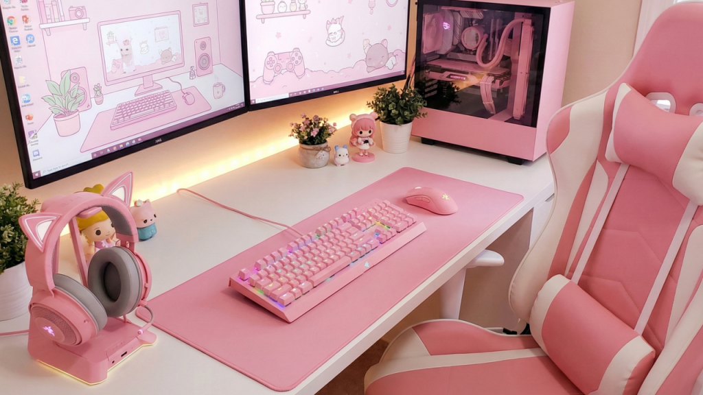 Setup gamer rosa e ideias de decoração, organização e detalhes que ...